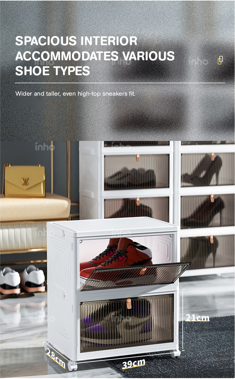 INHO L39/44cm (1-6 Layers) Foldable Stackable Plastics Shoes Storage ...