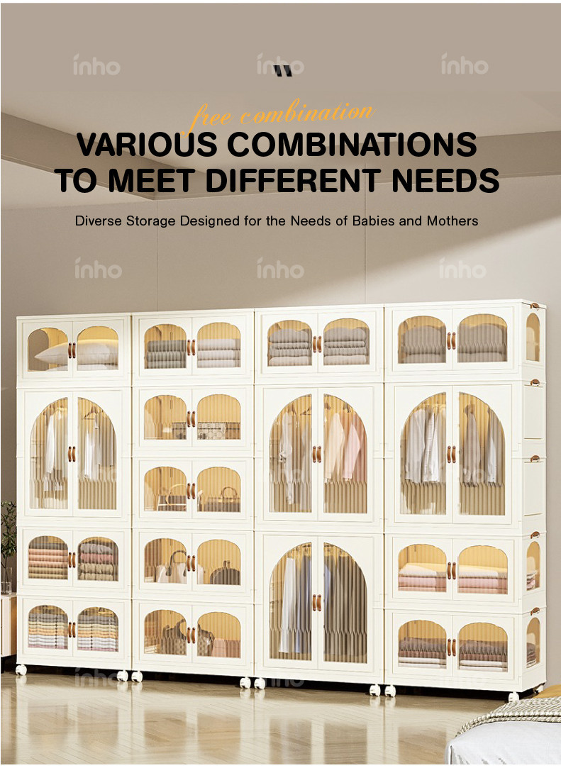 INHO L60/70cm Double Open Doors Wardrobe Multipurpose Folding Stackable ...