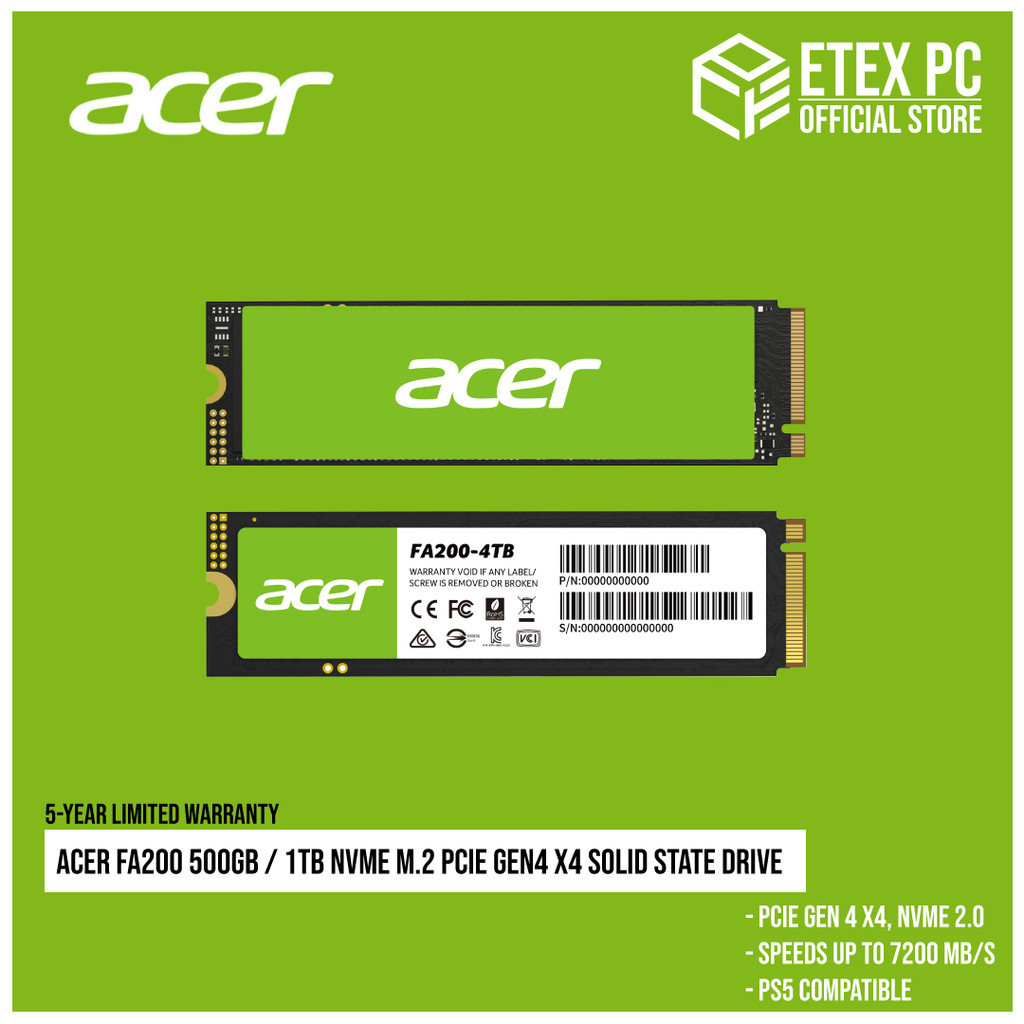 Acer FA200 500GB / 1TB NVME M.2 PCIe GEN4 X4 Solid State Drive # FA200 ...