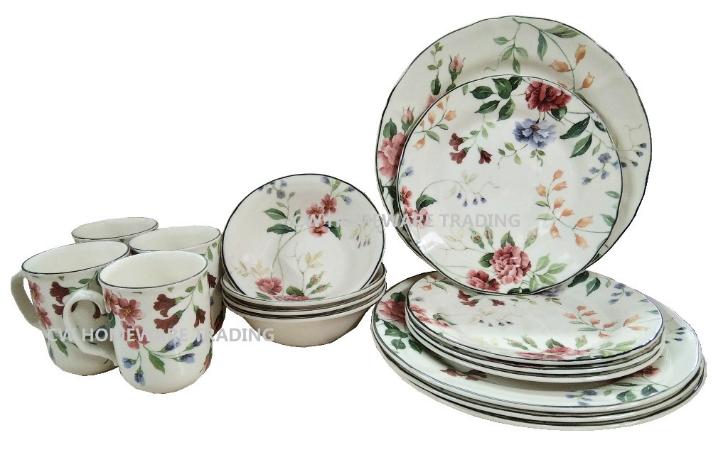 Claytan 1904FS Priscilla (U) 16pcs (4Pax) Set Pinggan Mangkuk | Set ...