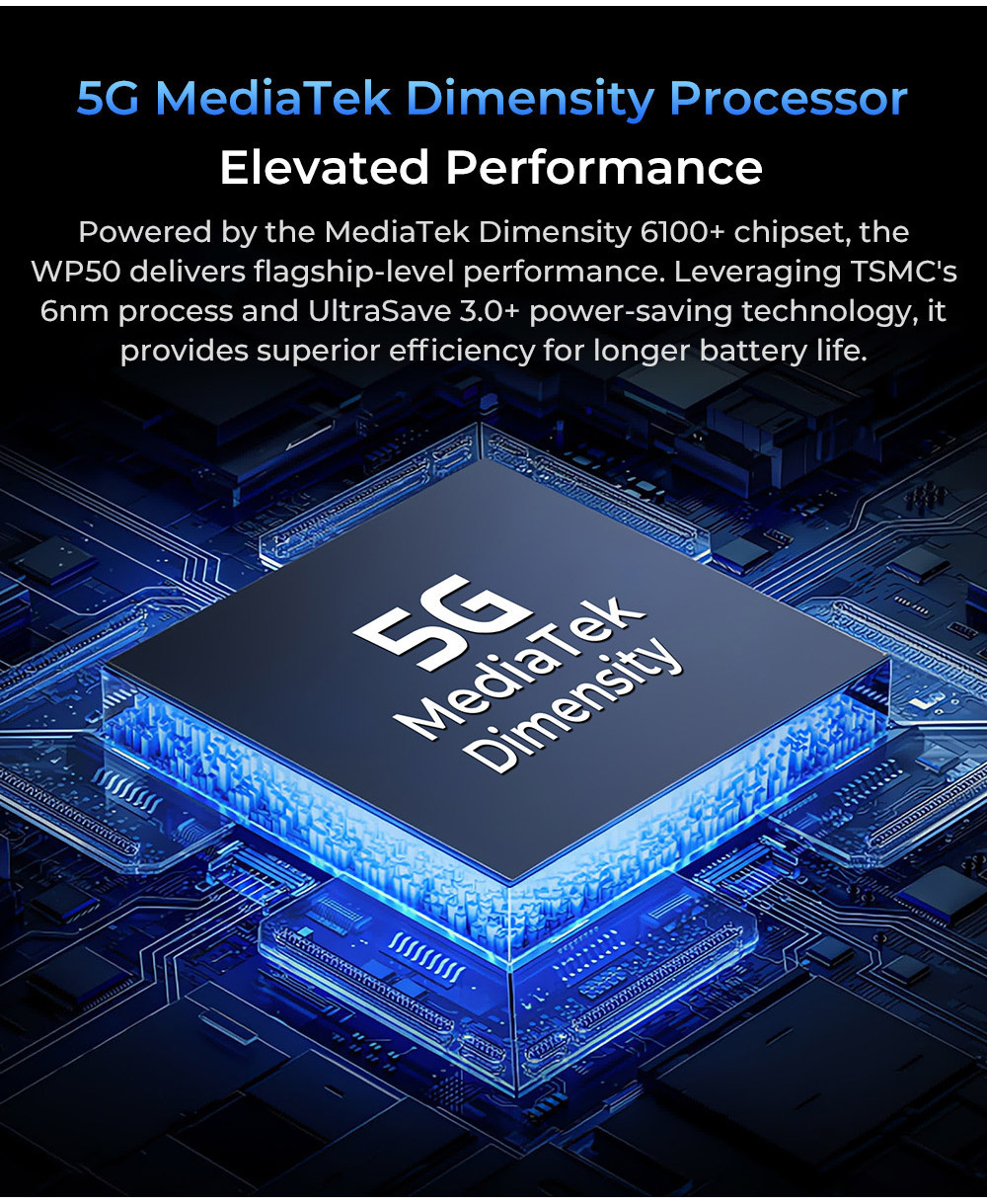 OUKITEL WP50 5G 12GB+256GB 6.60" HD+ 6500mAh 48MP+2MP+0.3MP NFC 12mm ...