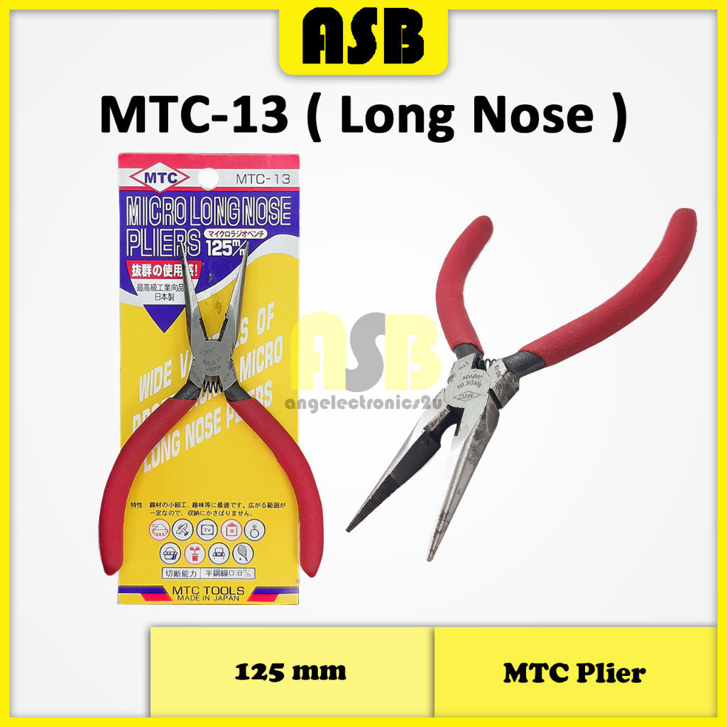 (1pc) MTC-13 5" Long Nose Plier / Playar Muncung Tirus ( 125 MM ...