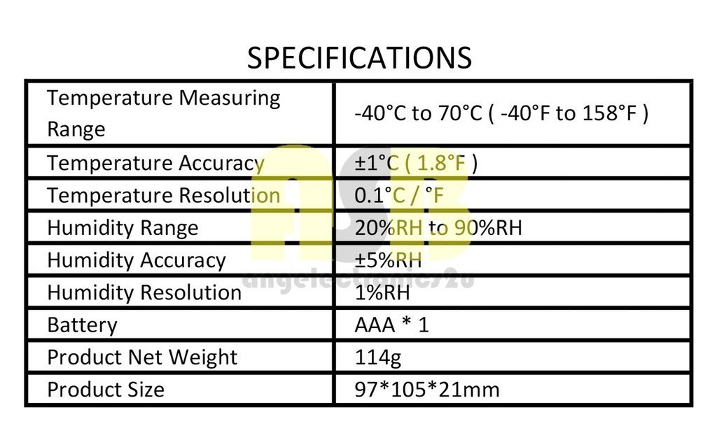 (1pc) Smart Sensor AR-807 Humidity / Temperature / Clock ( 362002135 ...