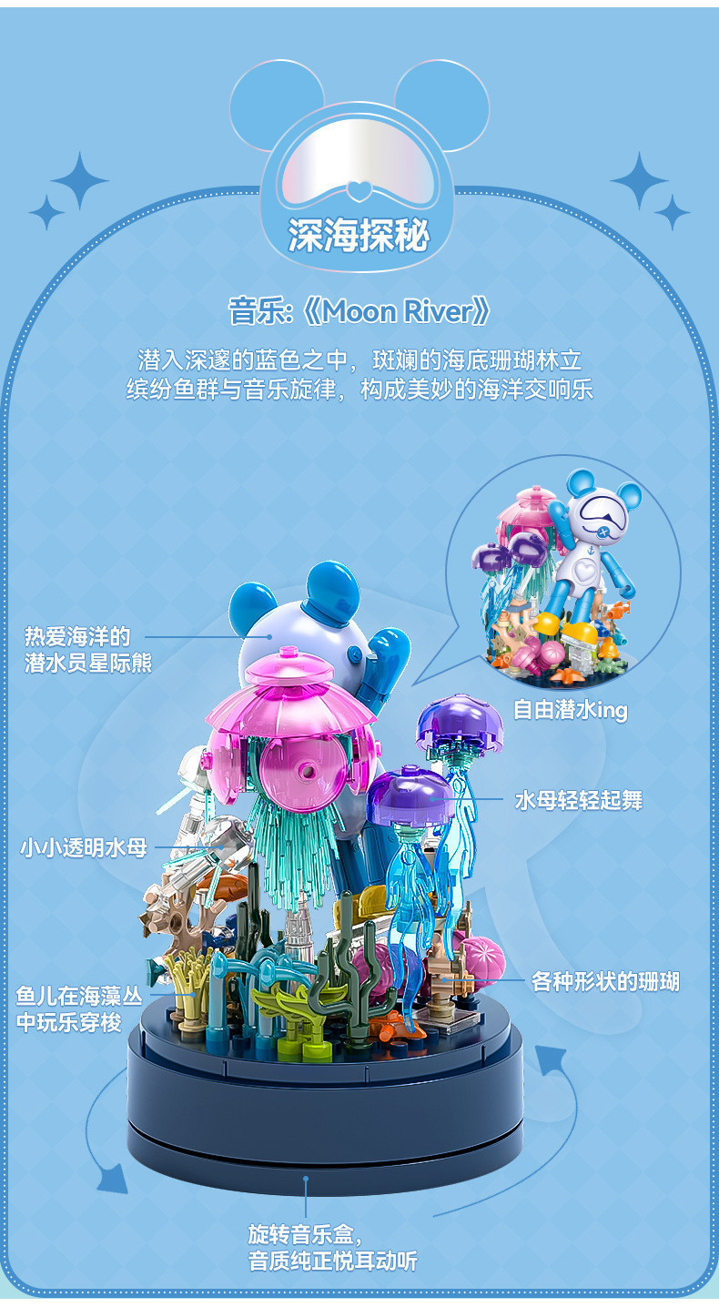 Jaki Block JK6255-6257 Bear Brick Series Display Dome Deco Decoration ...