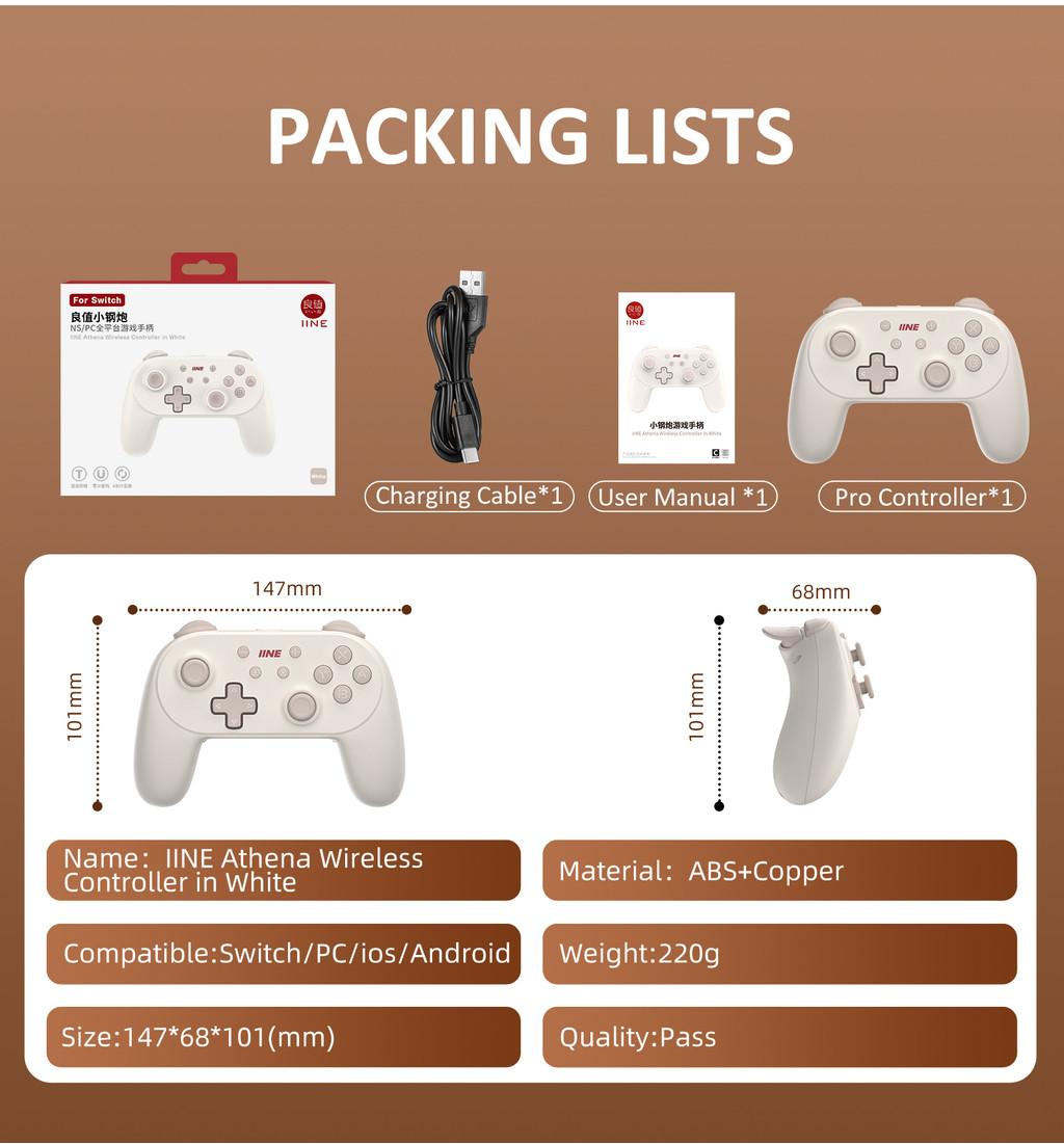 Iine Athena Wireless Controller Hall Effect Wake Up Controller For