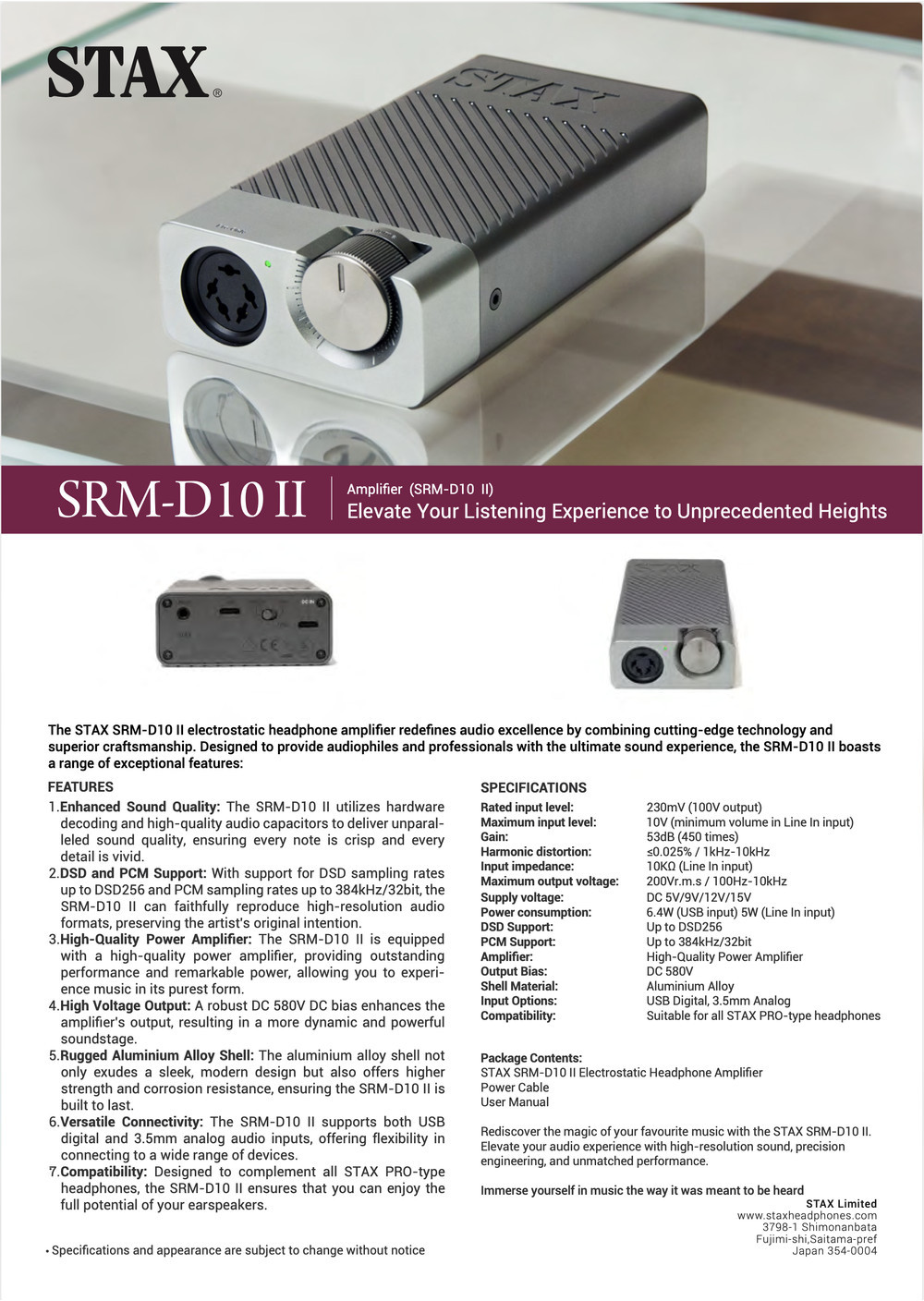 Stax SRM-D10 II, Electrostatic Portable DAC and Amplifier: Compact DAC ...
