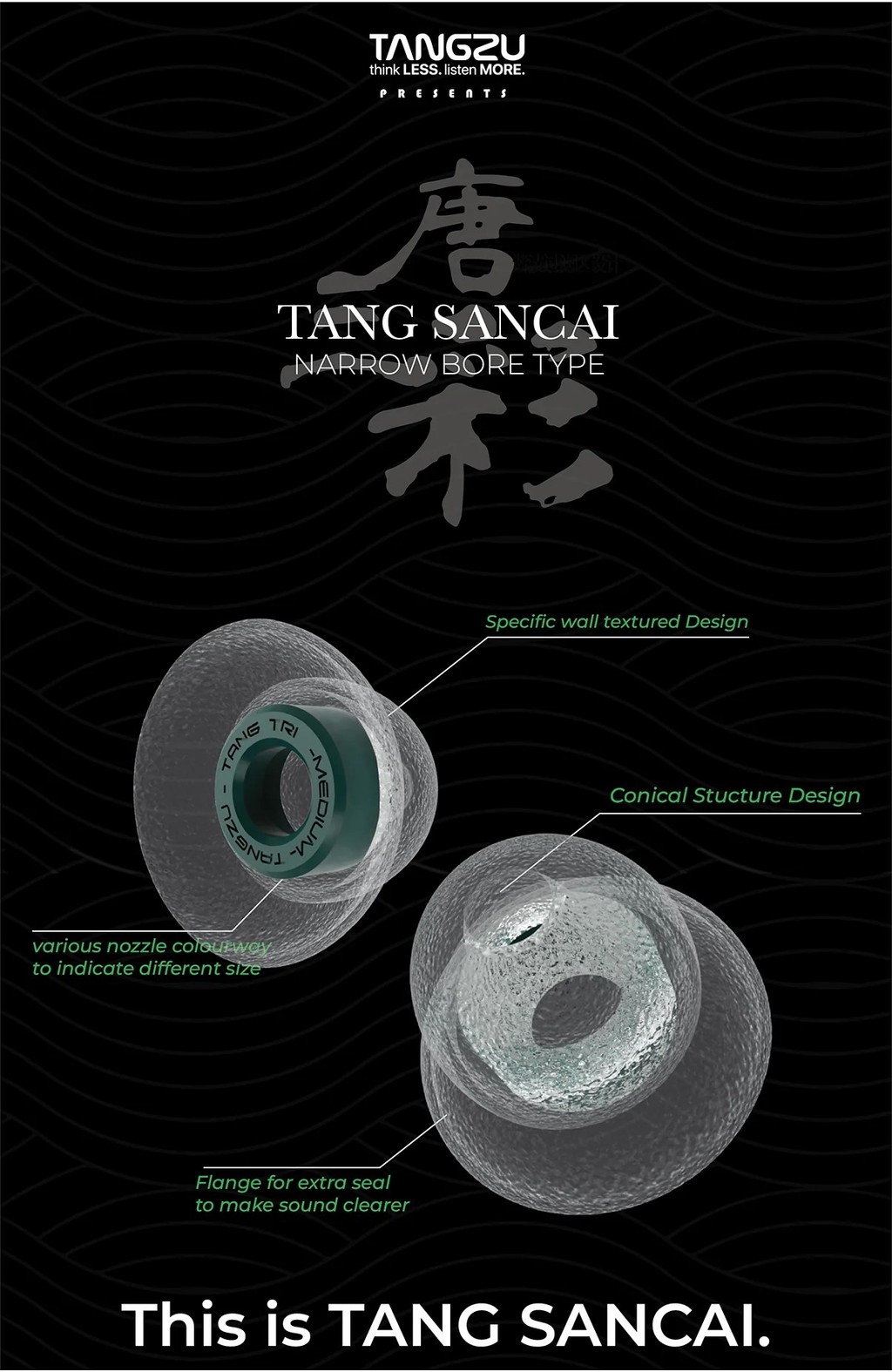 Tangzu Tang Sancai, Narrow Bore Version Replacement Silicone Eartips (3 ...