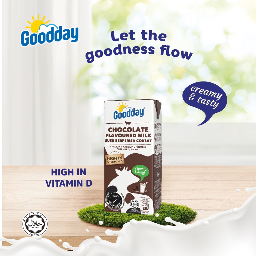 Goodday UHT - Chocolate/Strawberry/Full Cream/Low Fat Milk (200ml x 6 Packs Cluster x 4 Packs ...