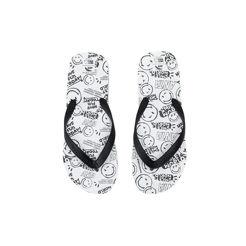 Anta Men IP-Smiley Lifestyle Slippers - Ivory White/Black 812338512-1 ...