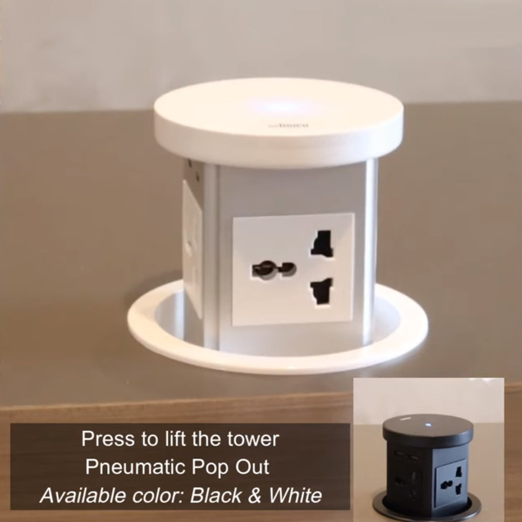 RETOUCH Pop-Out Tower Pneumatic (4 Universal Socket w Wireless Charging ...
