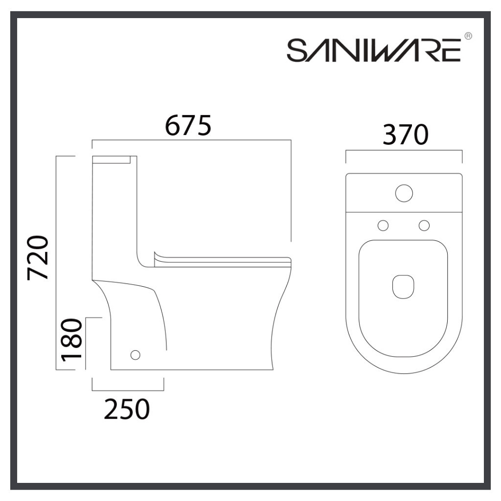 SANIWARE WC-2098 10" / 12'' One Piece - Wash Down Flushing System ...