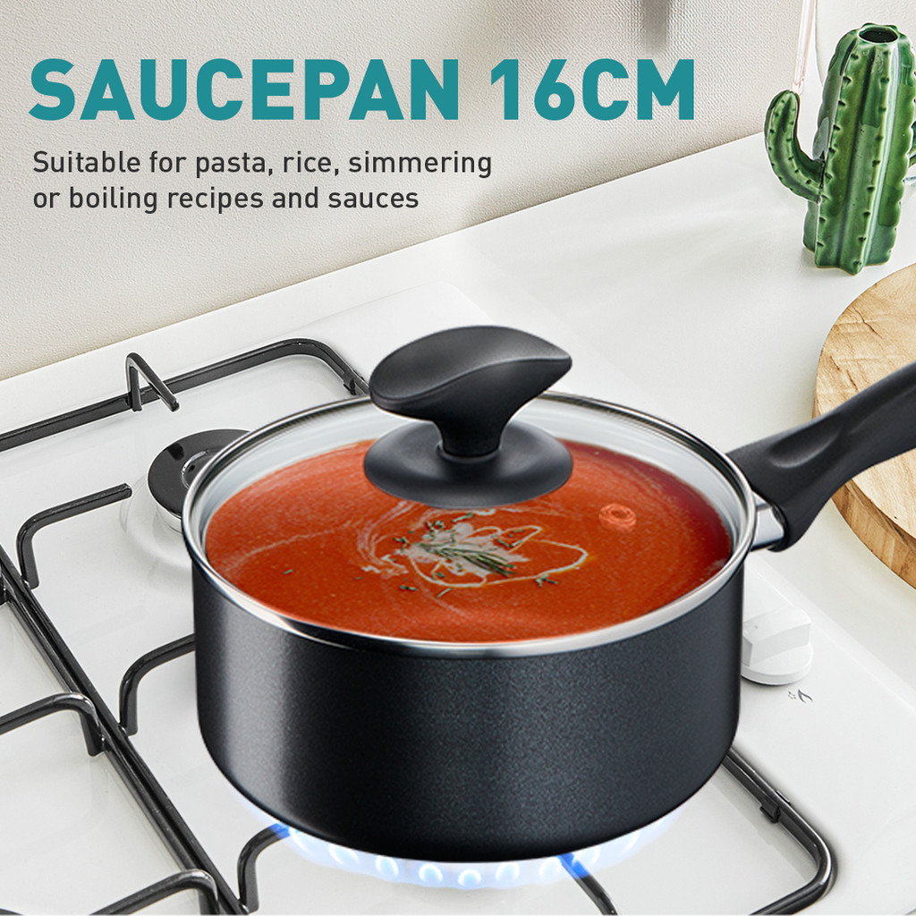 Tefal Cook & Clean 4pcs Set (Saucepan with lid 16cm + Wokpan 28cm + Small spatula) | Shopee Malaysia