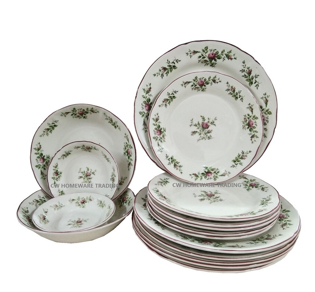 Claytan 206FS Moss Roses 12Pcs/16Pcs (4Pax / 6Pax) Set Pinggan Mangkuk ...