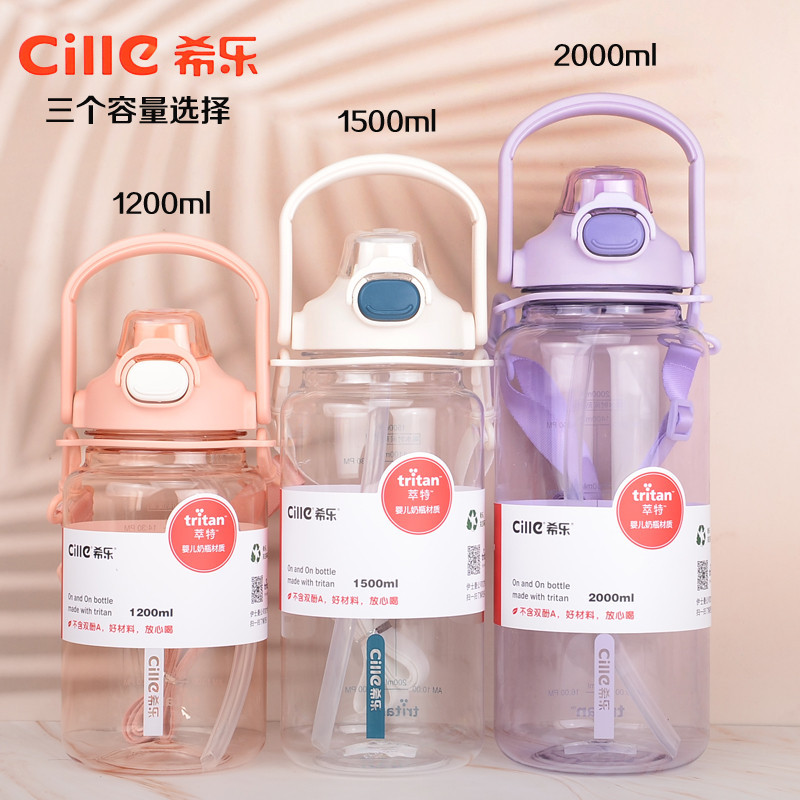 Cille 1.2L/1.5L/2L Dual Head Large Capacity Leakproof Tritan BPA-Free ...