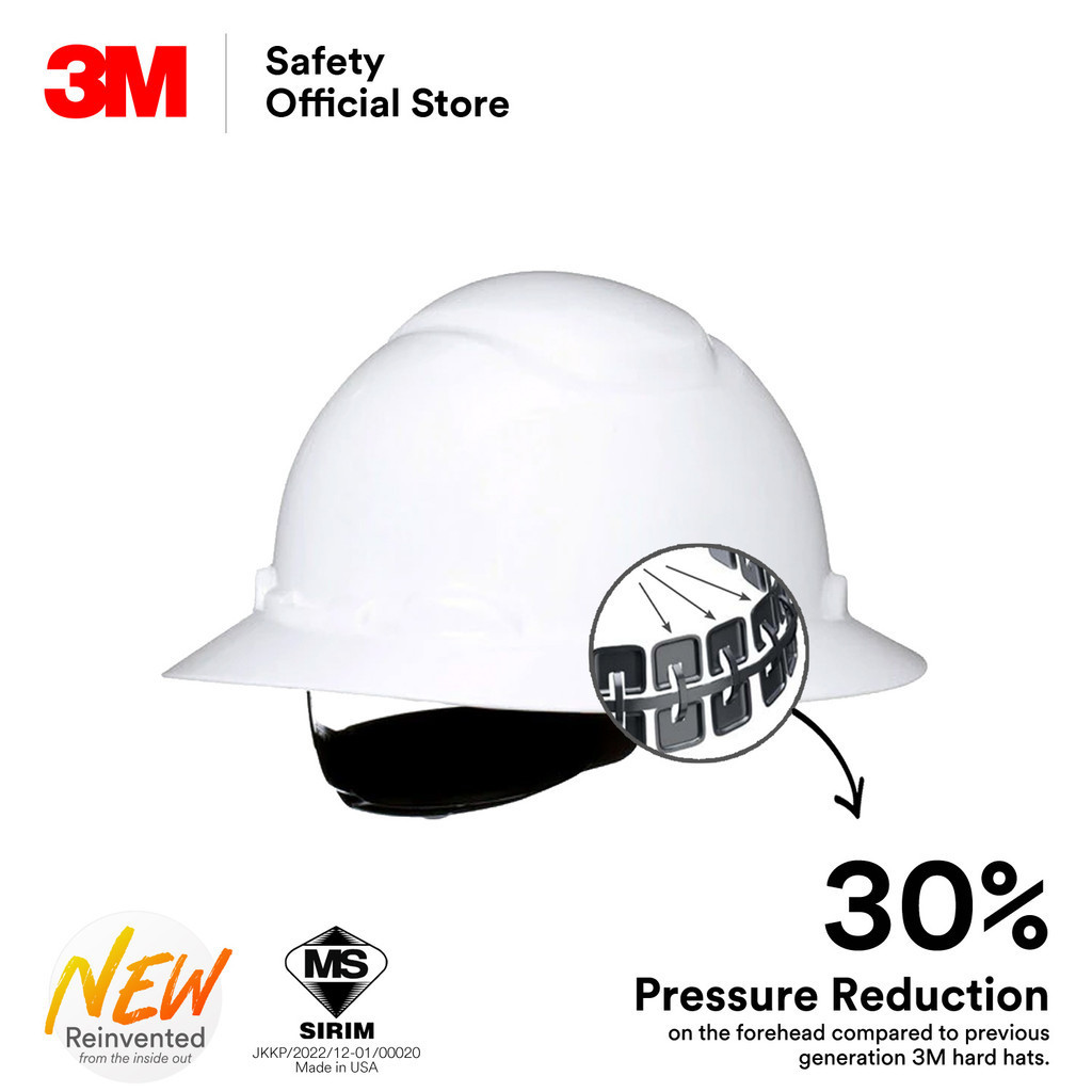 3M™ H-800SFR-UV Full Brim Safety Helmet / DOSH SIRIM Approved/ Ratchet ...
