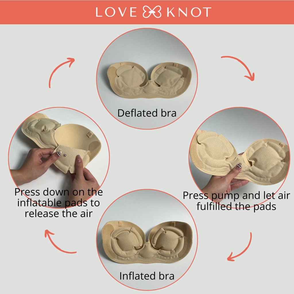 Love Knot A-D Cup Push Up Inflatable Seamless Bra Air Pump Detachable ...