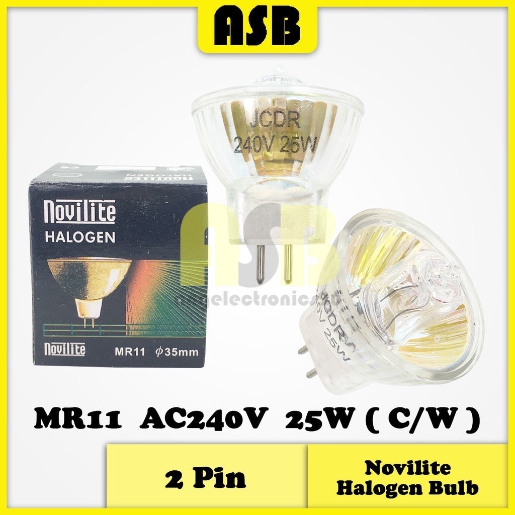 (1pc) Novilite Halogen Bulb 2 Pin ( AC 240V ) ( MR11 / MR16 / GU10 ...