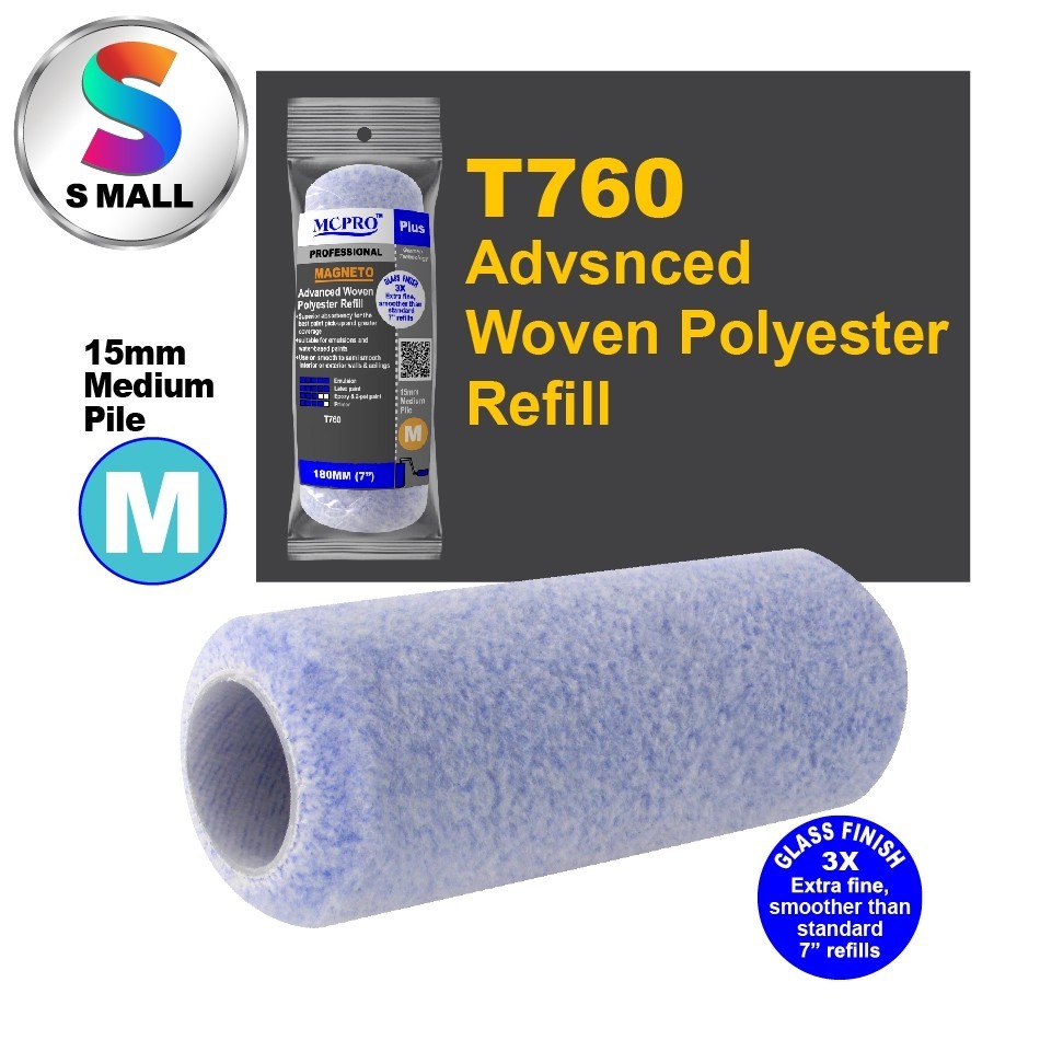 MCPRO 7" inch Paint Roller Refill Woven Polyester (15mm Pile Length) MAGNETO T760 / Microfiber ...