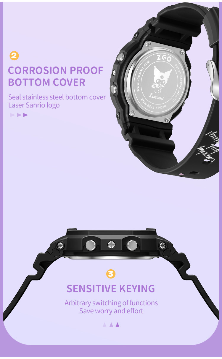 ZGO x Sanrio Kuromi Watch Female Student Cute Niche Design Junior High ...