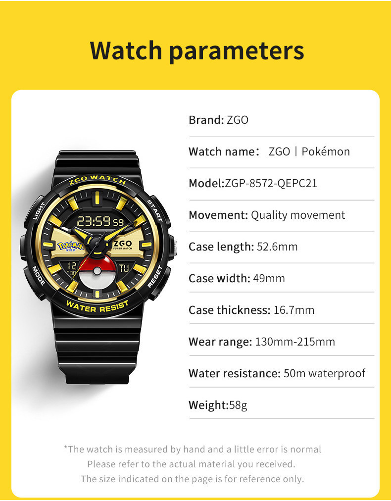 ZGO x Pokemon Pikachu jam tangan Mechanical Waterproof Watch For Men's ...
