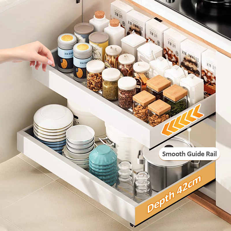 Cambond【Scalable】Kitchen Storage Rack with Slide Rails Pull-out Basket ...