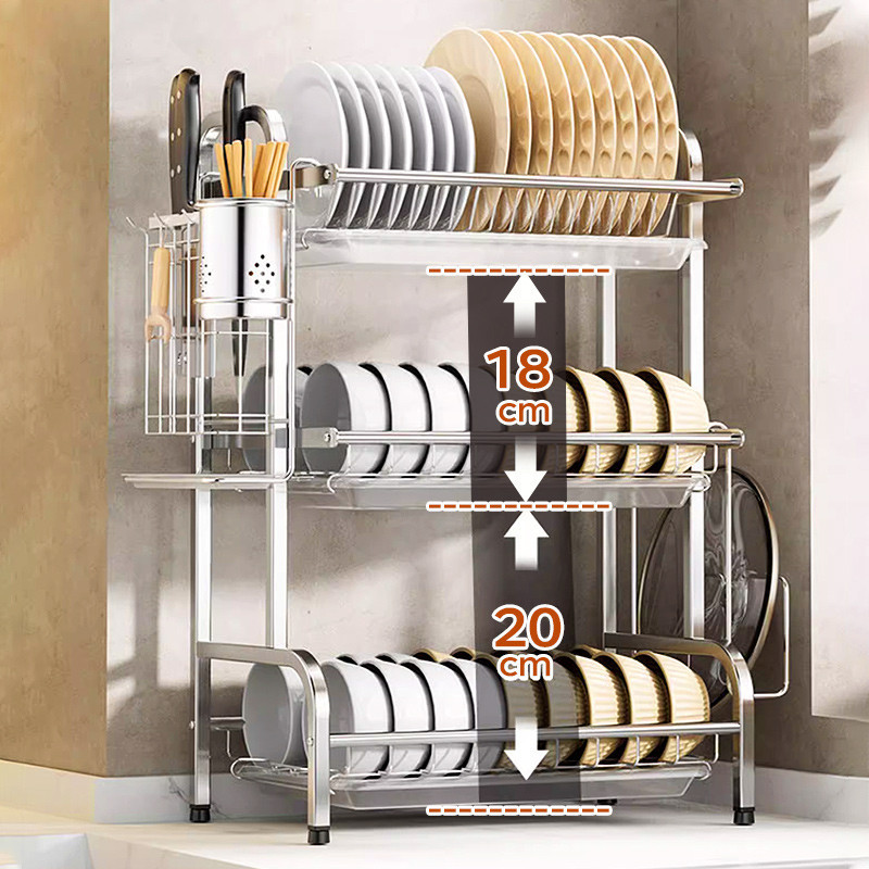 Cambond【Stainless Steel】Rak Pinggan Mangkuk 2/3 Layers Dish Rack Rust ...