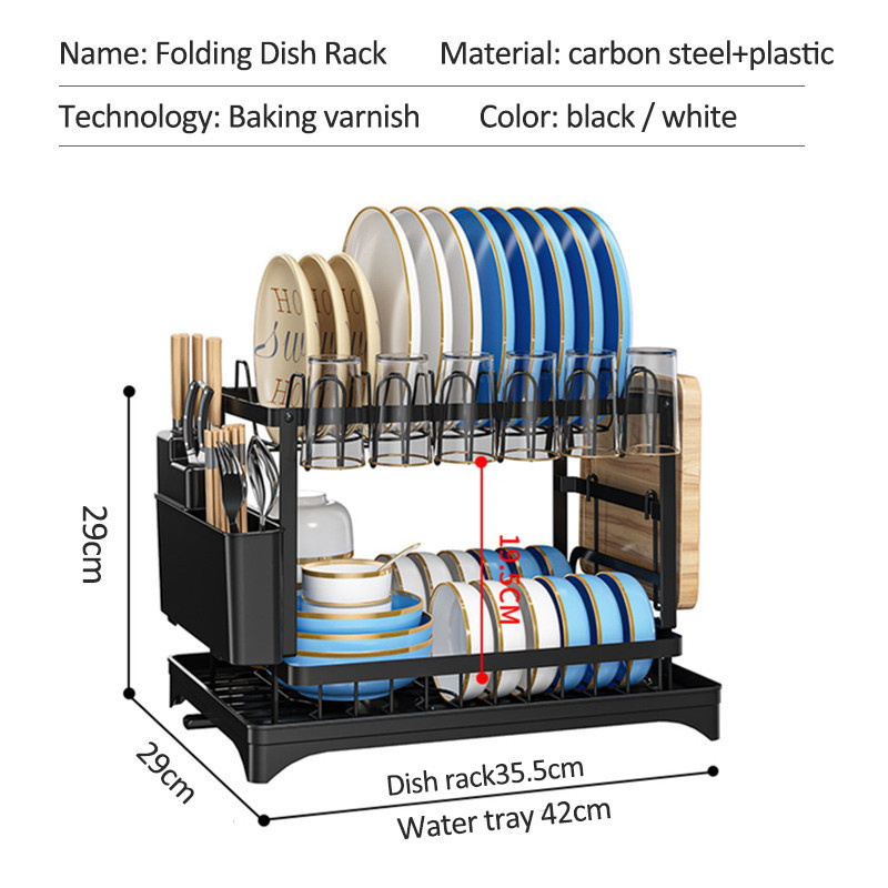 Cambond【Install-free】2 Tiers Dish Drying Rack Dish Drainer Rack Kitchen ...