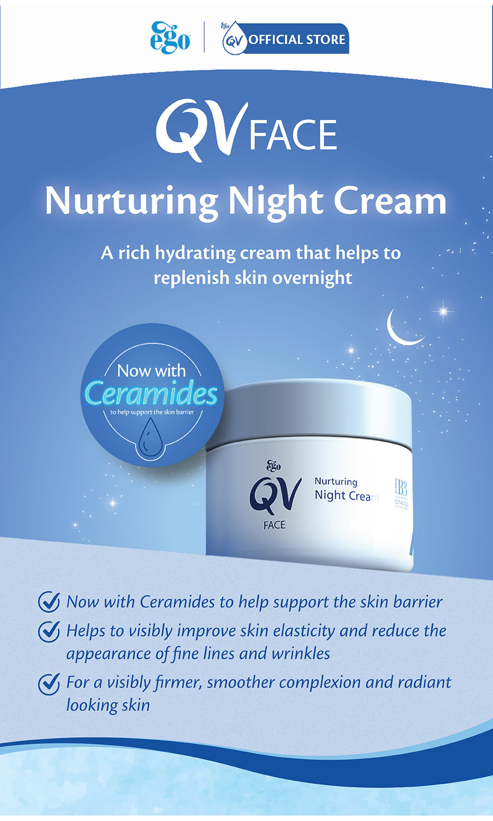 QV Face Refresh Nurturing Night Cream 50g | Vitamin B3 Complex ...