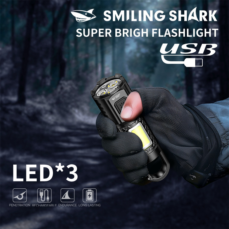 Smiling Shark SD5253 Mini Flashlight Led*3 Super Bright Torch Light ...