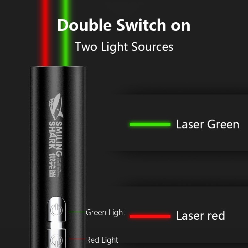 SMILING SHARK Laser Pointer Green Red Light 2in1 Presentation Laser High Power Super Bright ...