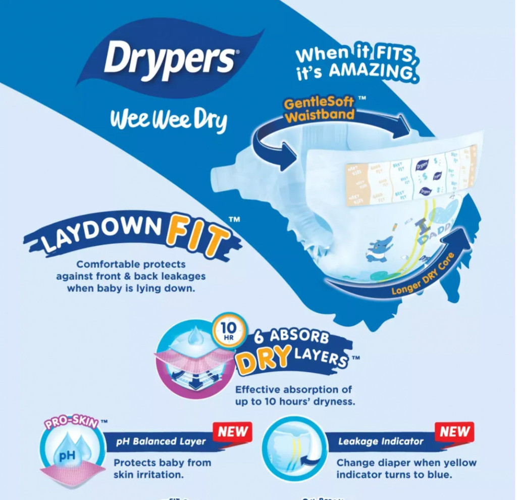 Drypers Wee Wee Dry Tape S (80 Pcs x 4 Packs) | Shopee Malaysia