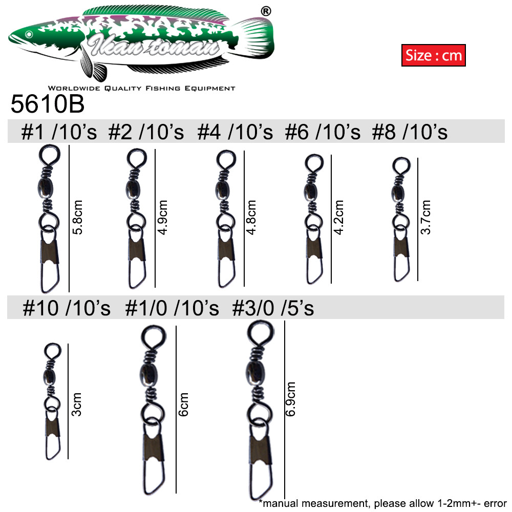 [5-10PCS/pkt] 40lb - 60LB Ikan Toman Barrel Swivel With Safety Snap ...
