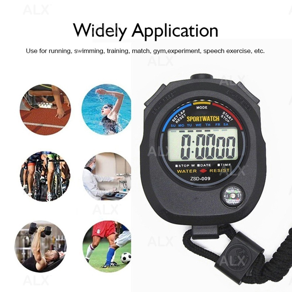 ALX MAXGEAR Sport Waterproof Digital LCD Alarm Clock Compass Stopwatch ...