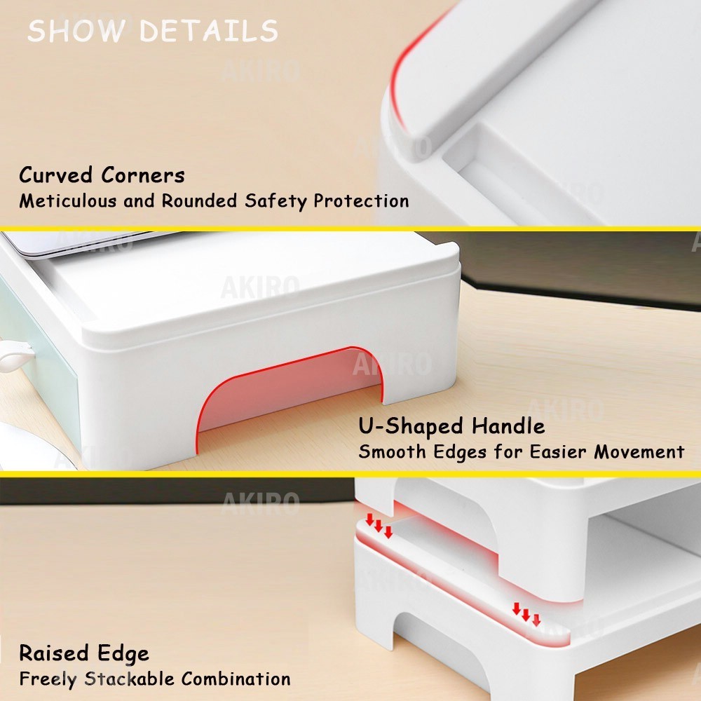 AKIRO Computer Monitor Desktop Shelf Storage Rack Table PC Laptop Desk ...