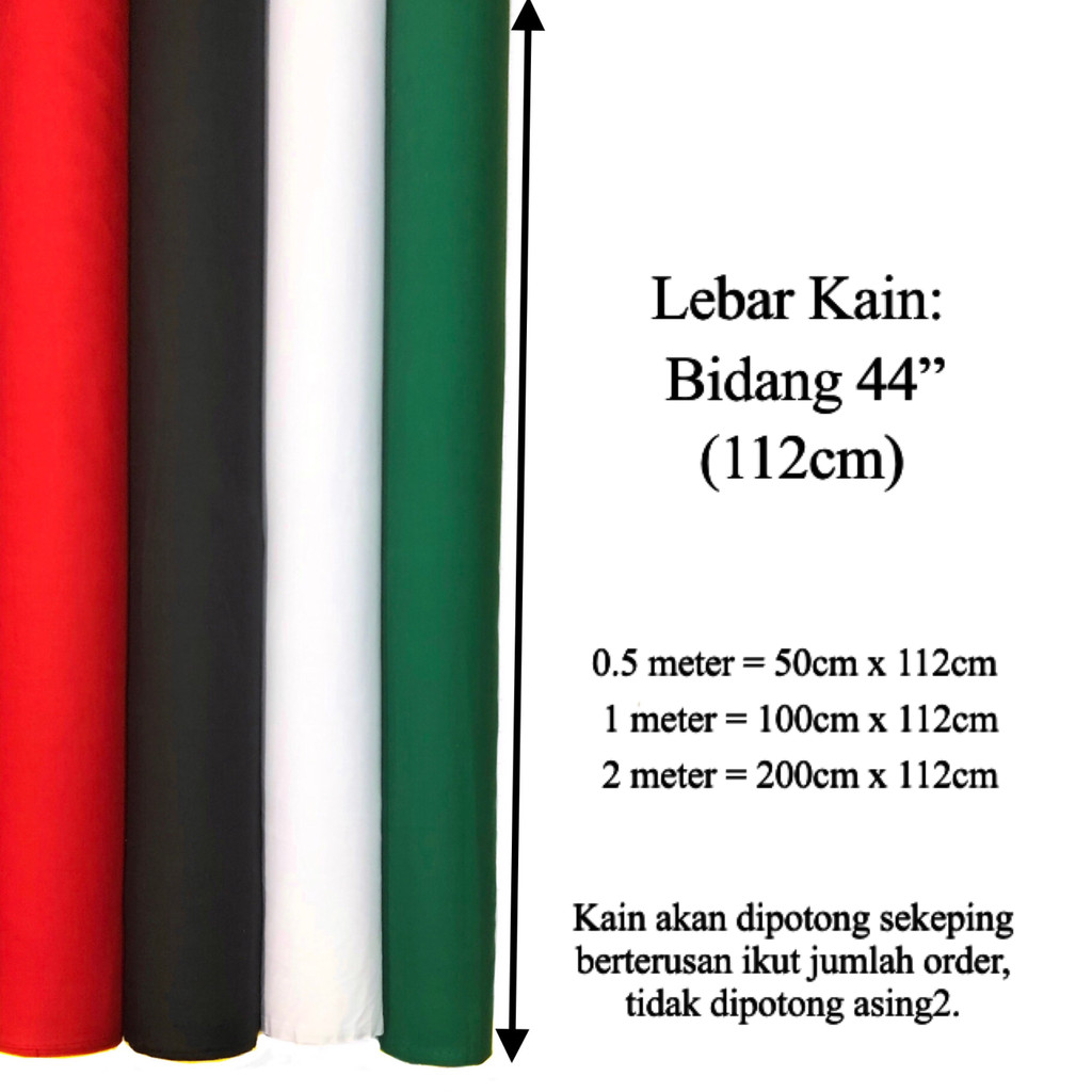 (Kain Sahaja) Kain Polyester Cotton Warna Plain Bendera Palestin Bidang ...