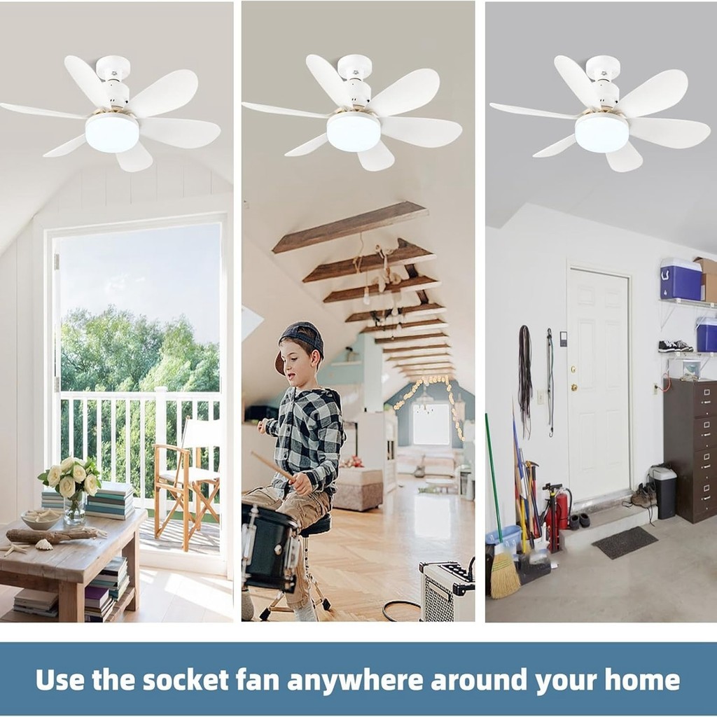 E27 Ceiling Fan Light 40W with Remote Control Led Smart Fan Light 3 ...