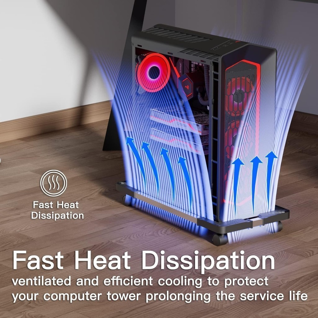 360 Rotating Computer Case Holder Adjustable Cpu Stand Pc Base Trolley ...