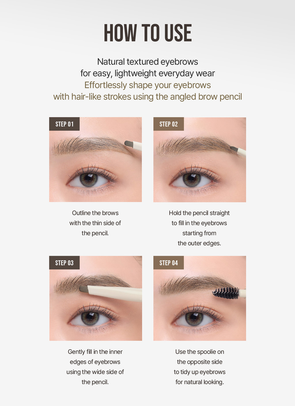 3CE Easy Brow Designing Pencil, Brow pencil matte and soft texture ...