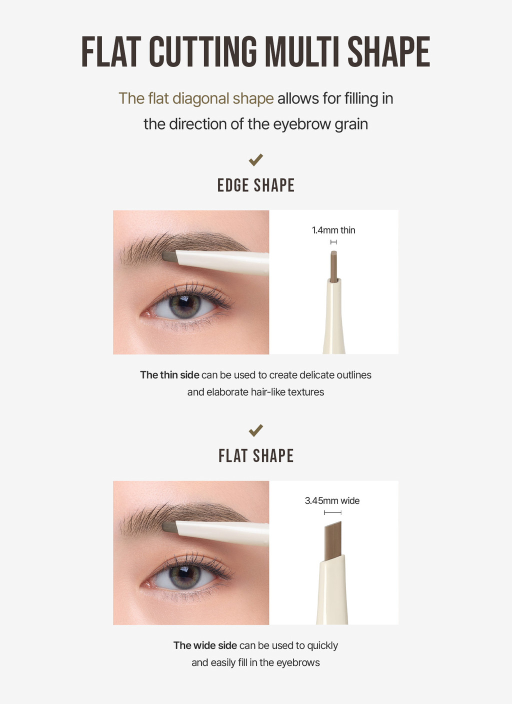 3CE Easy Brow Designing Pencil, Brow pencil matte and soft texture ...