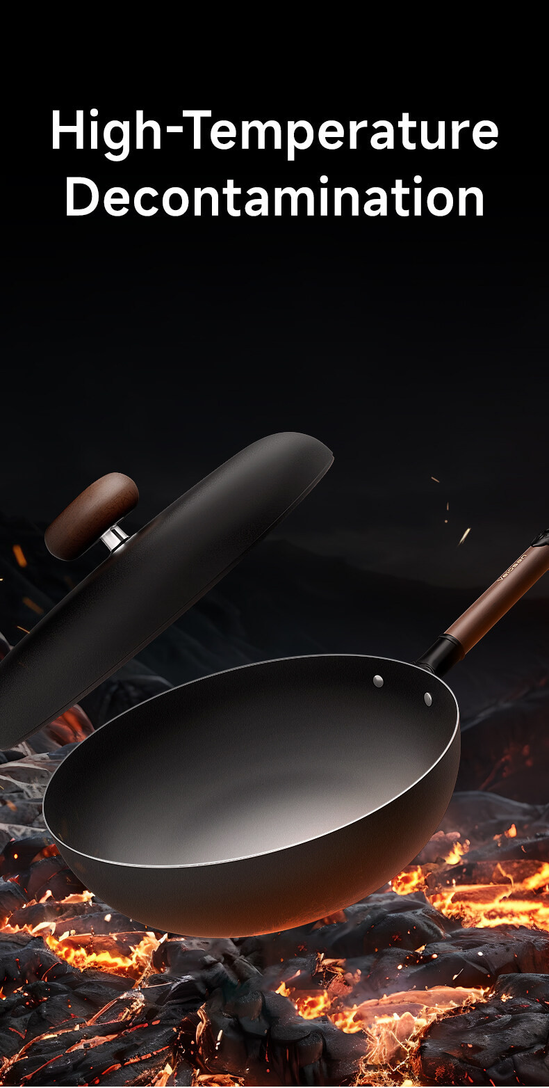 Velosan Pebble Non-stick Iron Fry Wok (32CM) | Zero chemical coating ...