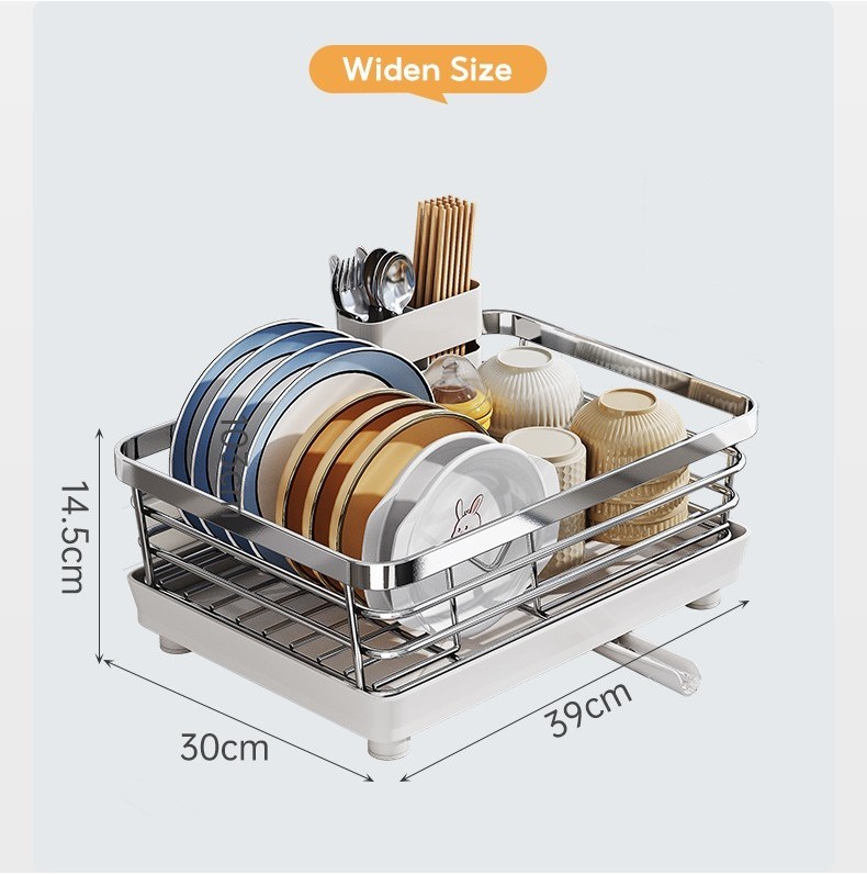 304 Stainless Steel Rak Pinggan Sinki Auto Drainage Kitchen Dish ...