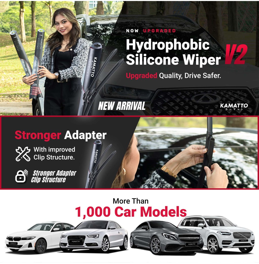 Kamatto Wiper Honda Stepwgn Spada (2015-Present) Hydrophobic Silicone ...