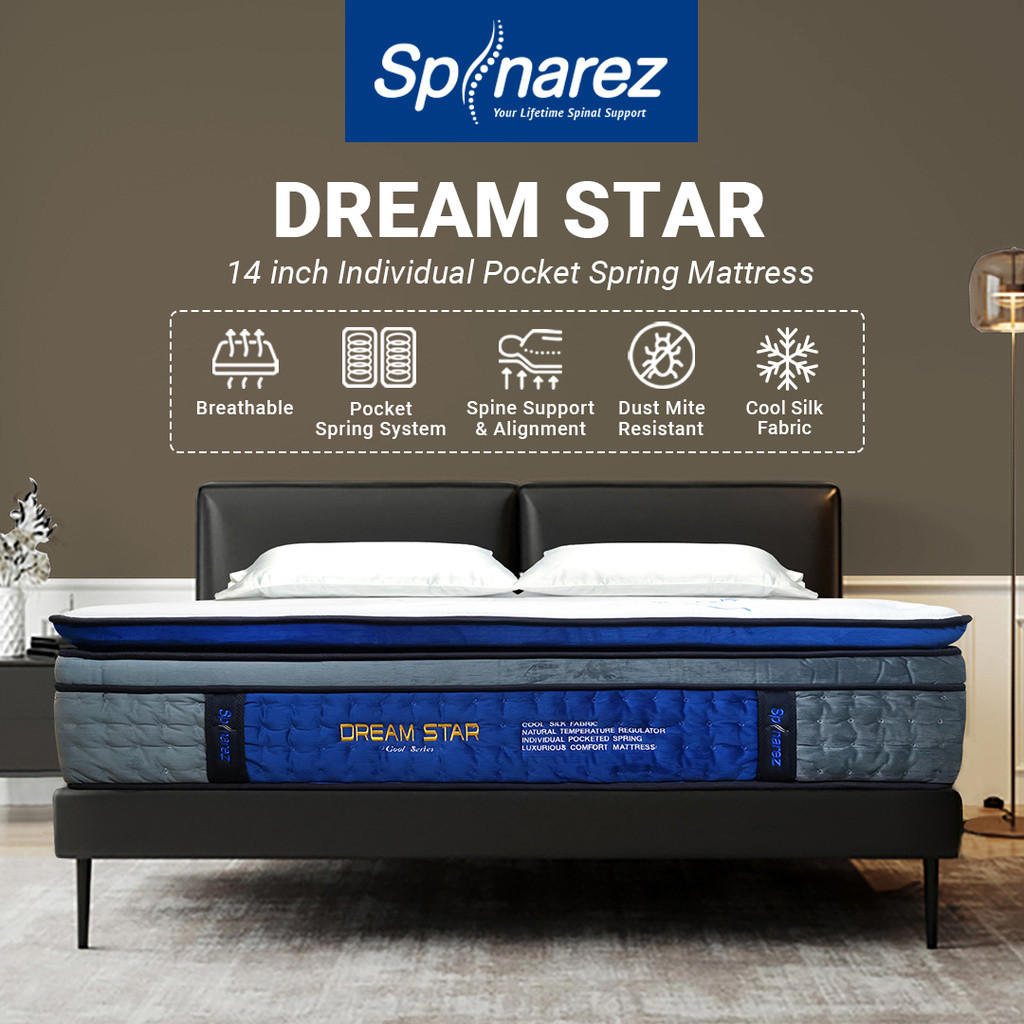 SpinaRez Dream Star Mattress 14 inch Individual Pocket Spring Mattress ...