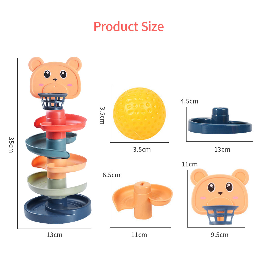 Bevavar 5 Layer Fun Rolling Sliding Ball Kids Stacking Tower Gliding ...