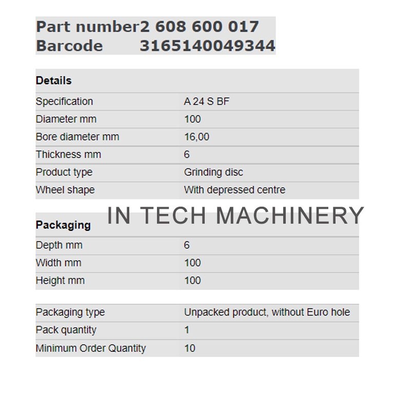 Bosch 4" Grinding Disc for Angle Grinder & Cut Off Machine ( 100mm x ...