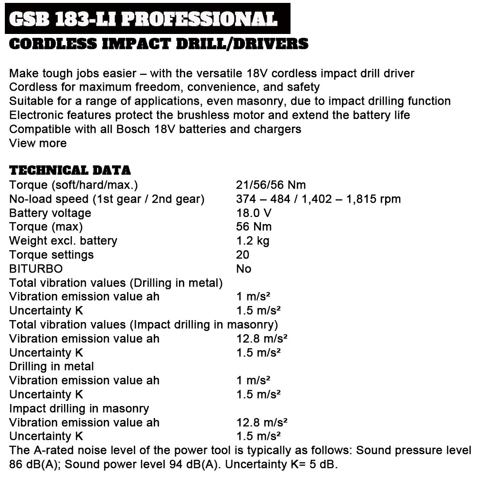 BOSCH GSB185-LI / GSB185LI OR GSB183-LI BRUSHLESS MOTOR 18V CORDLESS ...