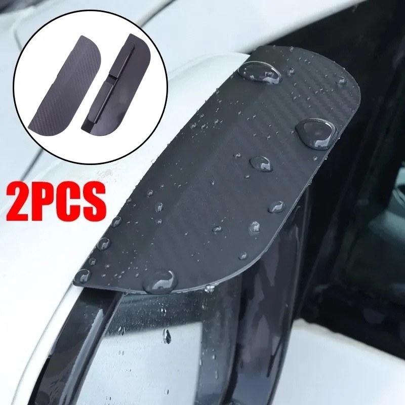 A Pair Universal Car Rearview Mirror Rain Cover Snap-On Rain Eyebrow ...