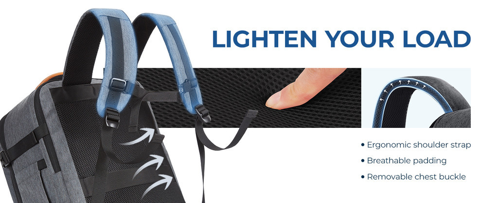 BAGSMART Travel Backpack 40L Expandable Laptop 17.3Inch Waterproof ...