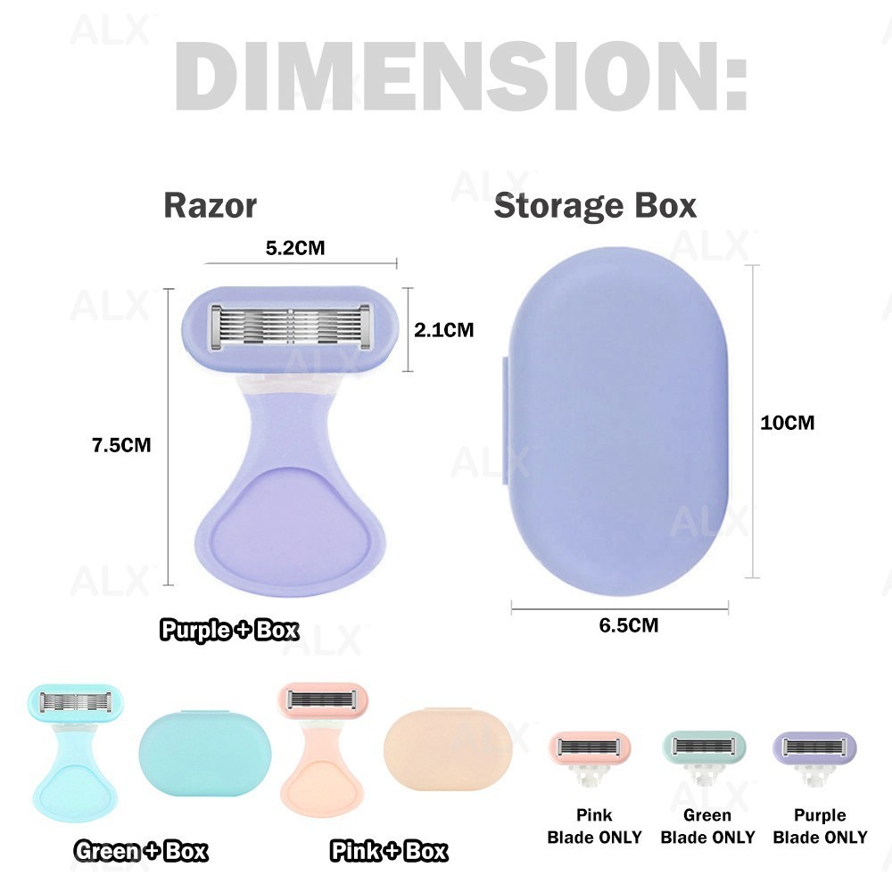 ALX Portable Mini Razor Blade Shaver Women Armpit Leg Facial Hair ...