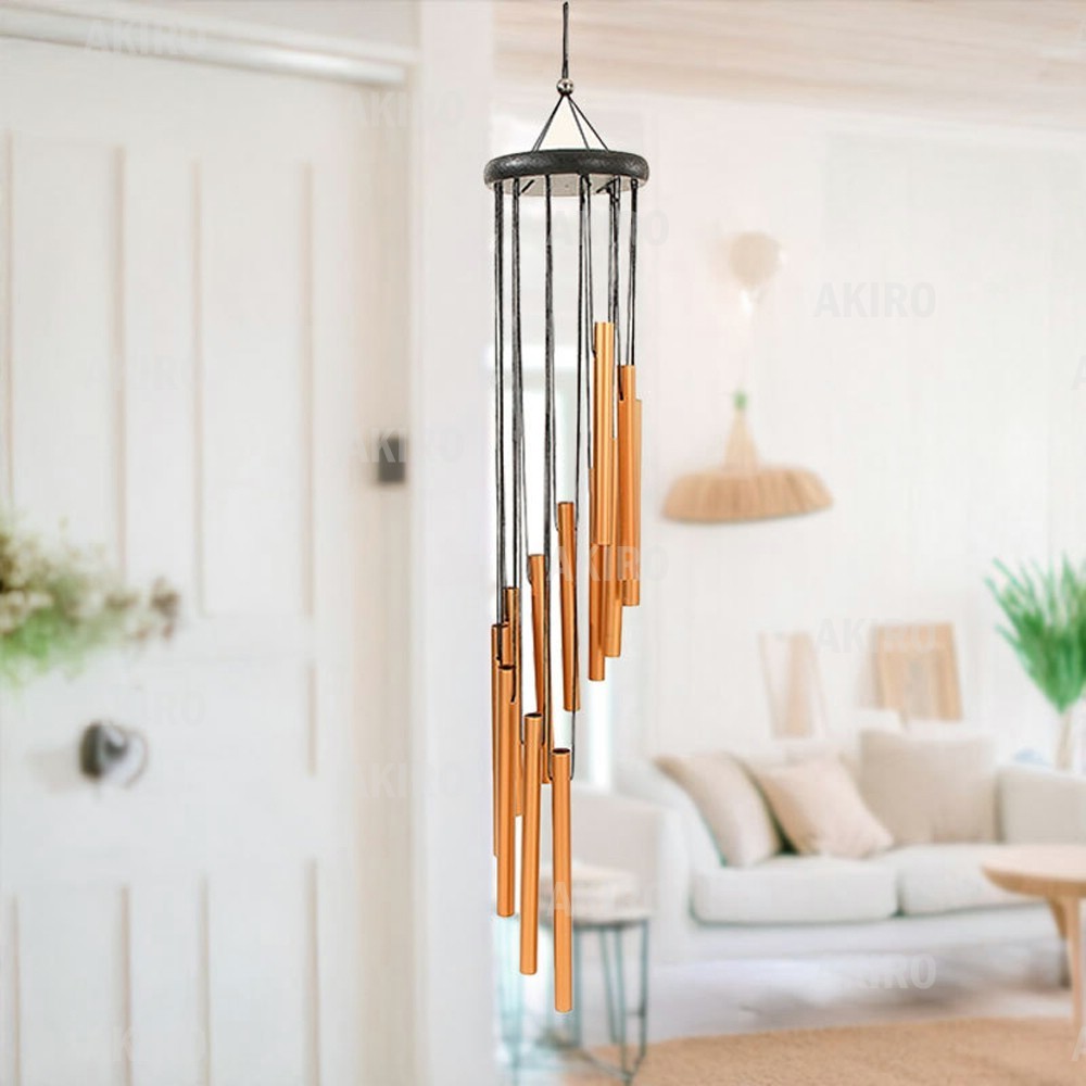 AKIRO Walnut Wood Wind Chimes 6/12 Tubes Outdoor Deco Hanging Home ...